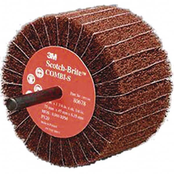 3M Mounted Flap Wheel: 3" Dia, 1-3/4" Face Width, 180 Grit, Aluminum O ...