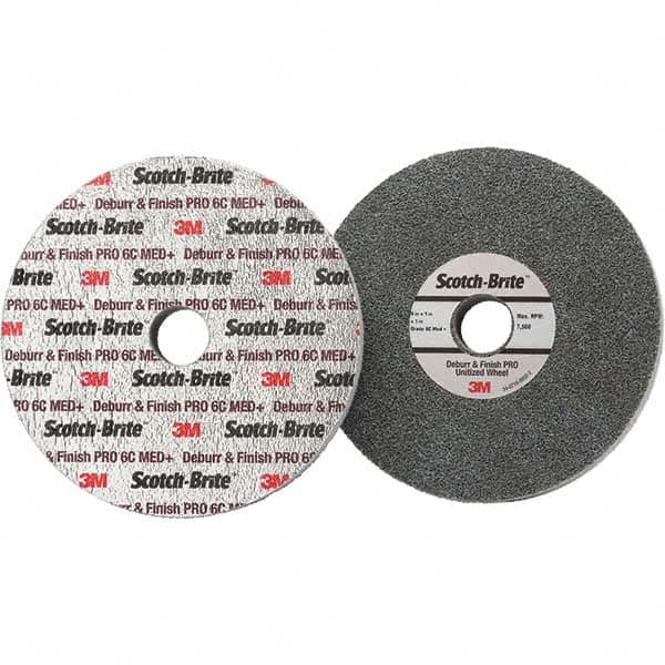 3M Deburring Wheel: 3" Dia, 1" Face Width, 1/4" Hole, Density 2 N/A Si ...