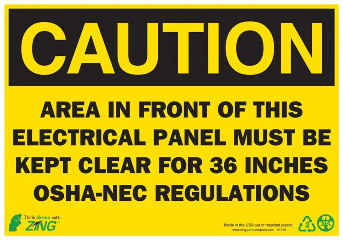 ZING Caution Electrical Panel, 10x14, SA — Pelican Supply