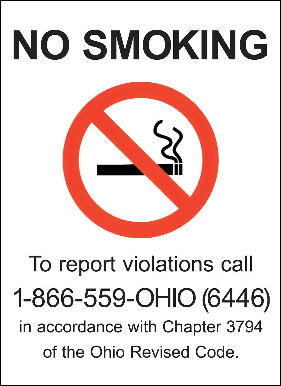 ZING No Smoking Ohio, 7x10, SA — Pelican Supply