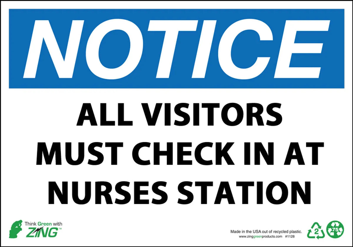 ZING NOTICE, ALL VISITORS MUST CHECK IN 7x10 — Pelican Supply