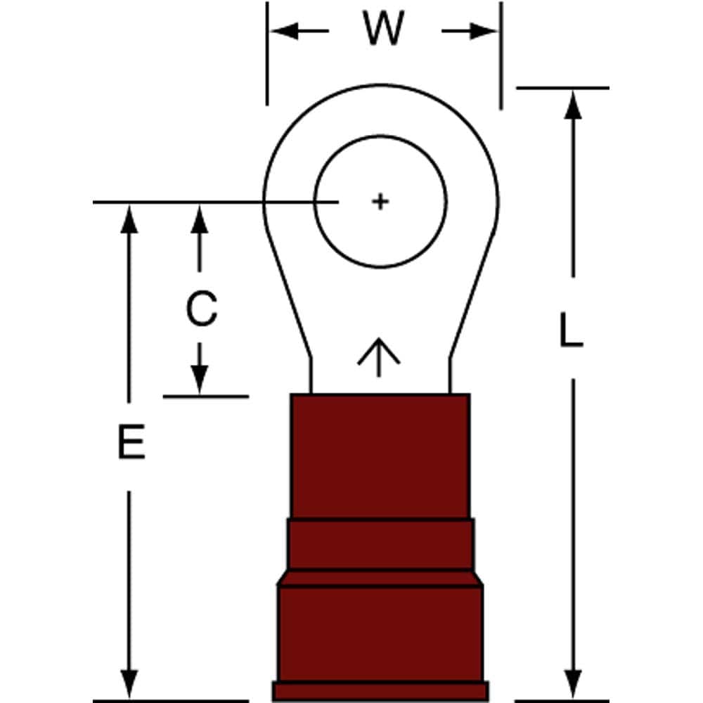 3M Circular Ring Terminal: Partially Insulated, 8 AWG, Crimp Connectio ...